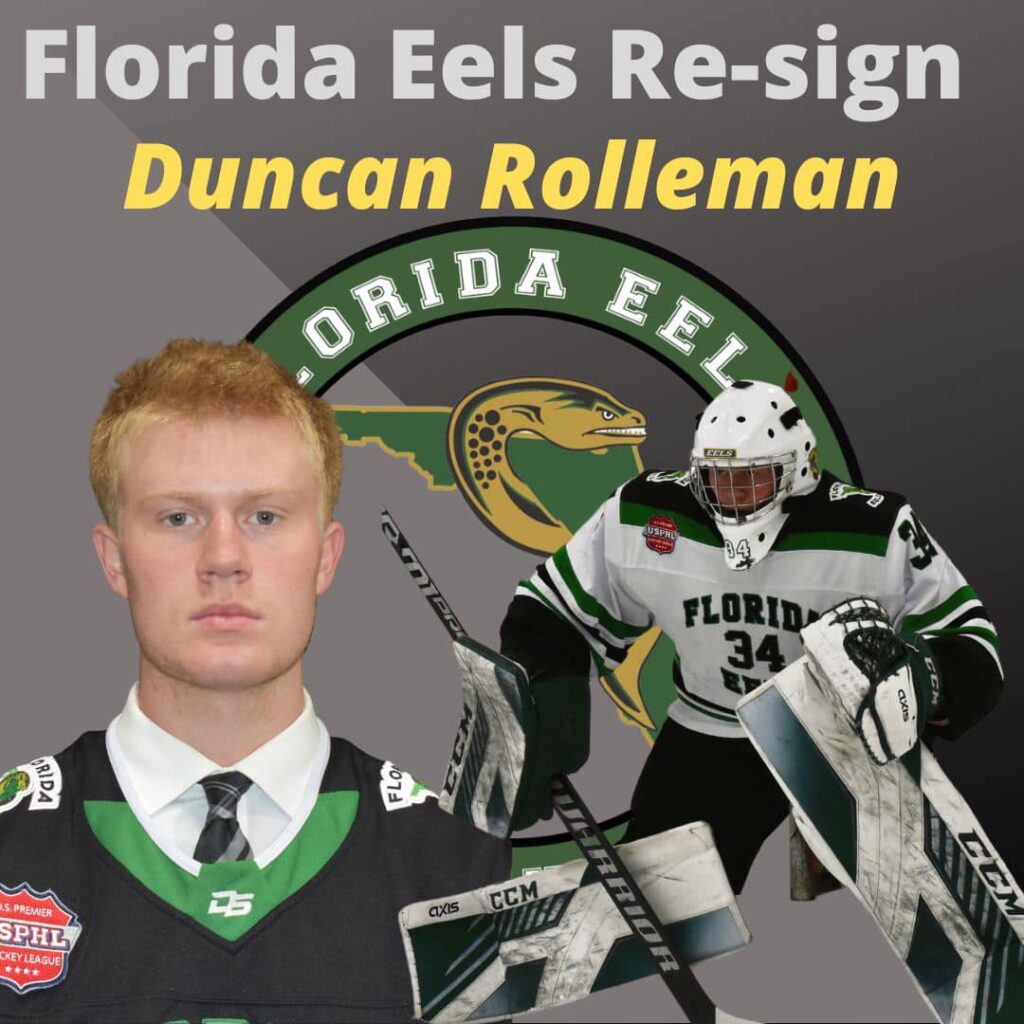 The Eels are thrilled to announce the return of Goalie Duncan Rolleman ...