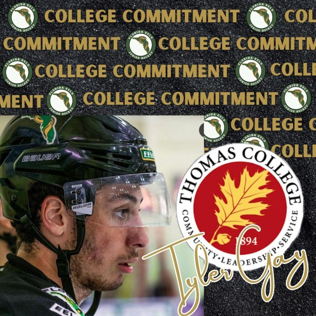 Tyler Gay Commits to Thomas College – Florida Eels Junior Hockey